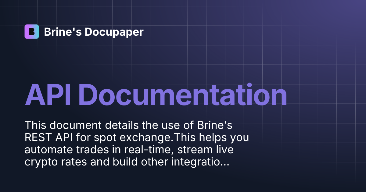 API Documentation | Brine's Docupaper
